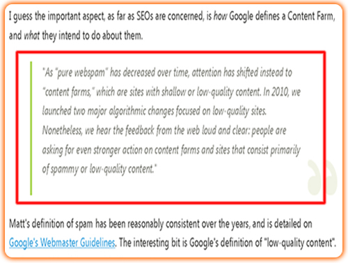 Content farm| Google war on content farm| Seo Company|