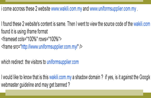 Shadow Domains / Falsified WHOIS Information| Search engine optimization